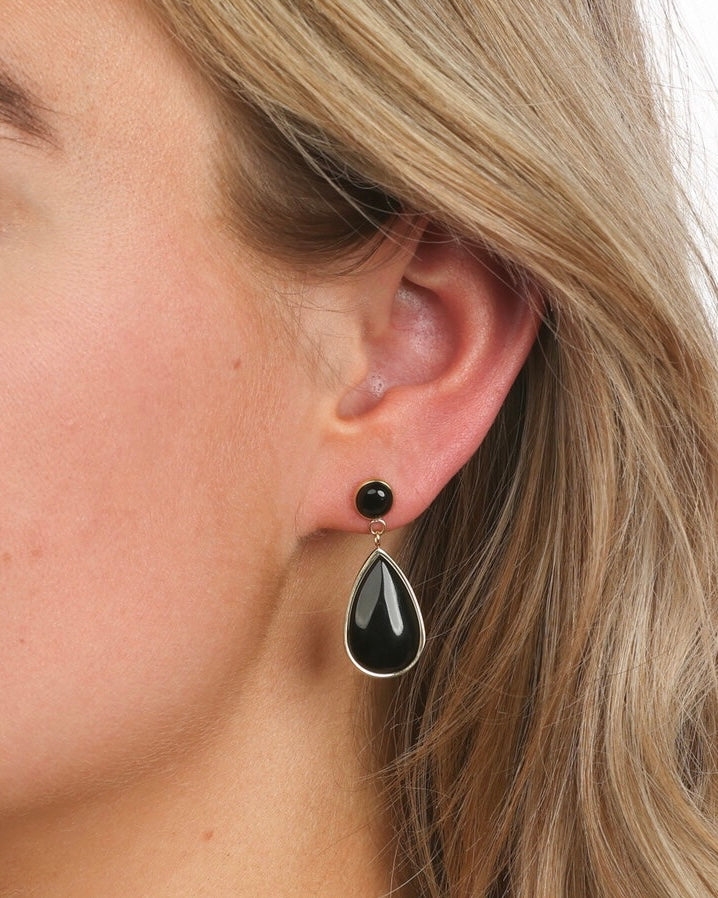 Onyx oorbellen goud – Lola, Moon and Stars